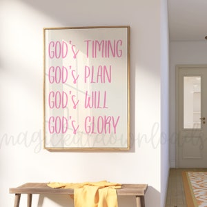 Preppy Pink Christian Printable Wall Art, Bible Verse Dorm Room Print ...