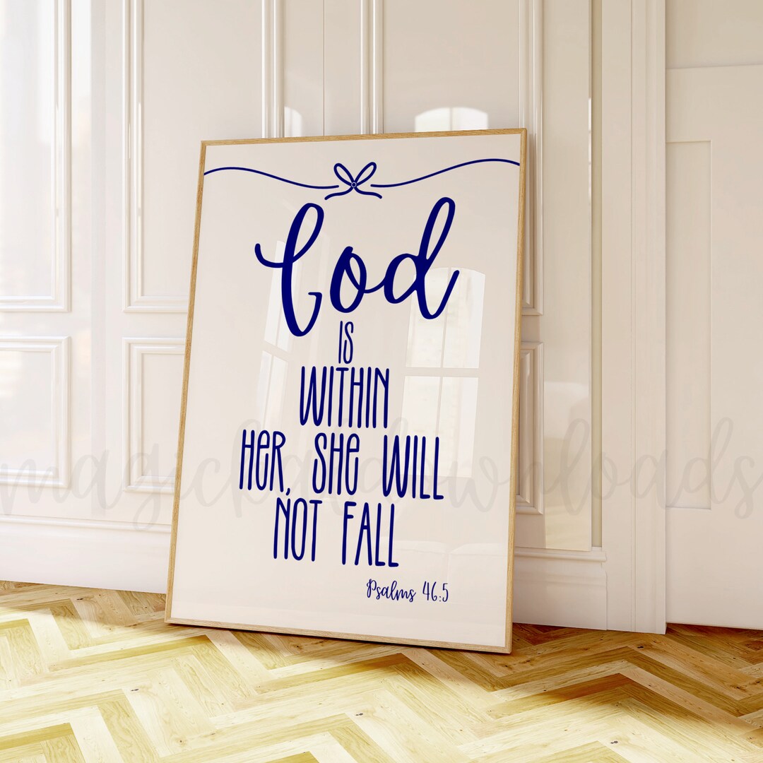Coquette Navy Blue Christian Printable Wall Art Bible Verse Scripture ...