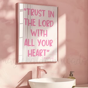 Pink Christian Printable Wall Art, Christian Girl Dorm Room Print, Kids ...