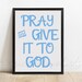 Blue Printable Christian Wall Art Blue Typography Wall Art Pray and ...