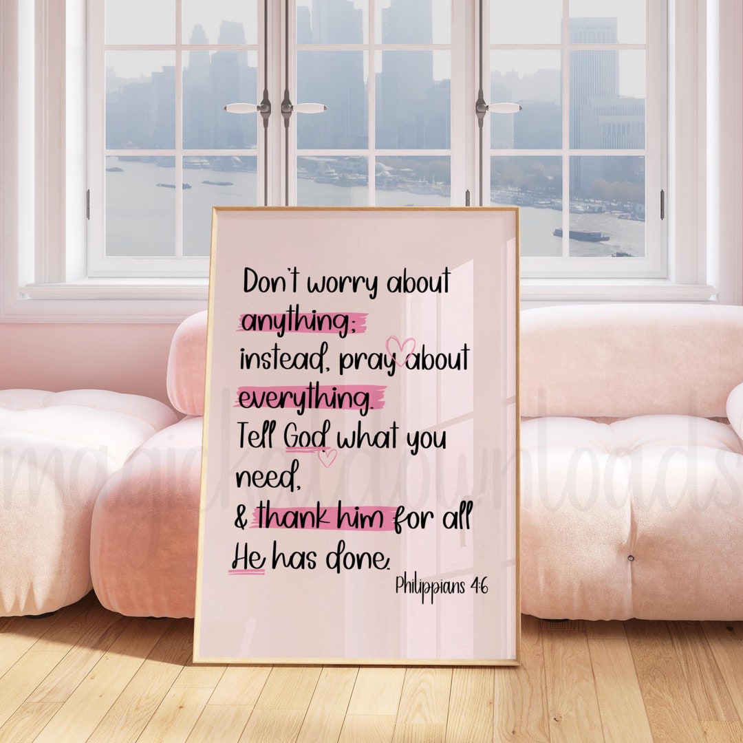 Preppy Pink Christian Printable Wall Art Bible Verse Scripture Dorm ...