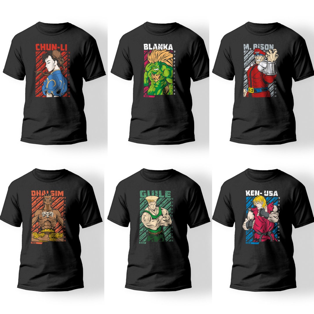Street Fighter Graphic Tee's T-shirt - Gray | Ryu, Ken, Bison, Sagat ...