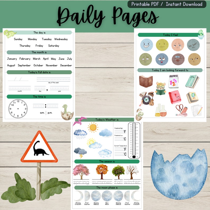 Homeschool Morning Menu *green, Watercolor, Dino, Homeschool, Preschool ...