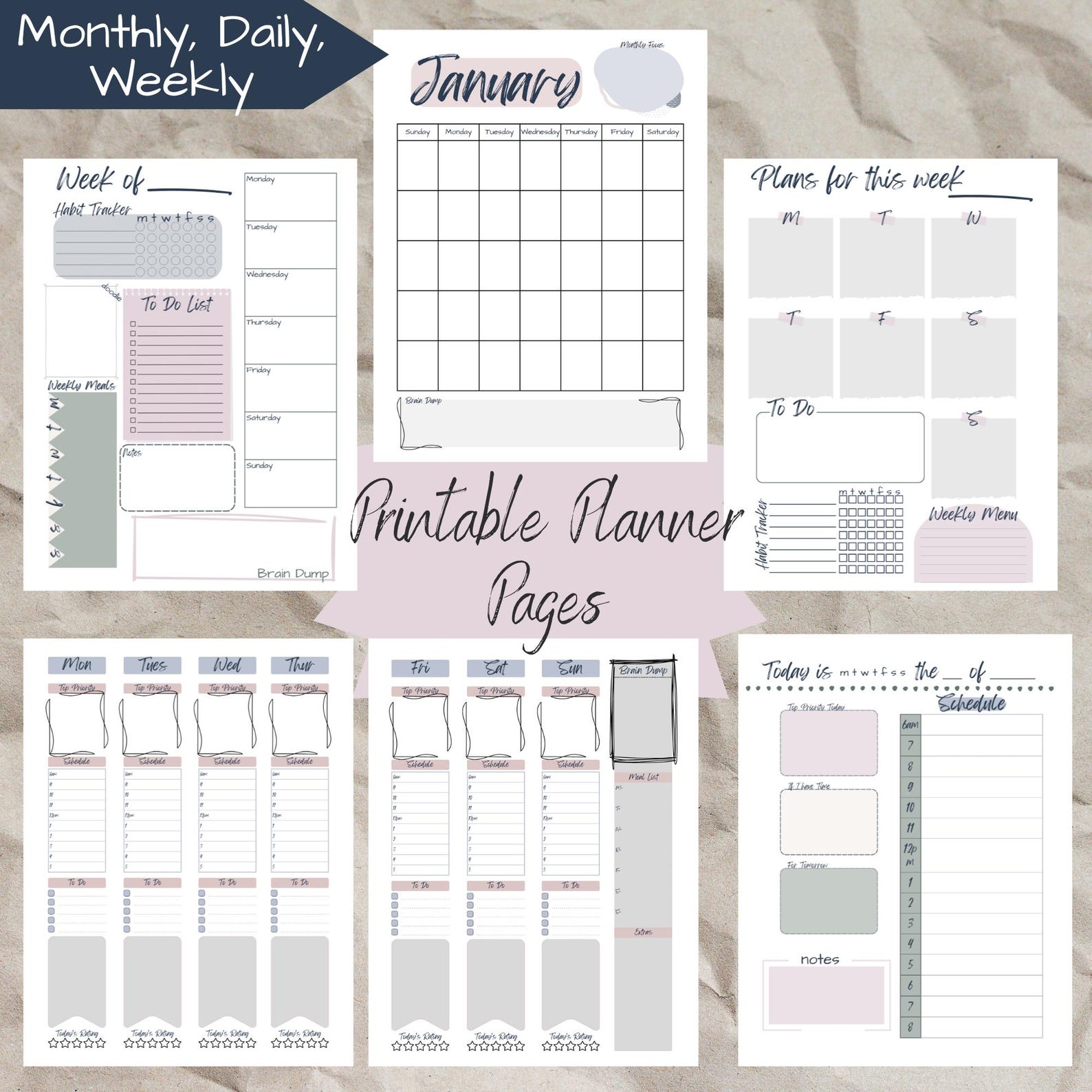 Customizable Printable Planner | Weekly & Daily Layouts | Instant ...