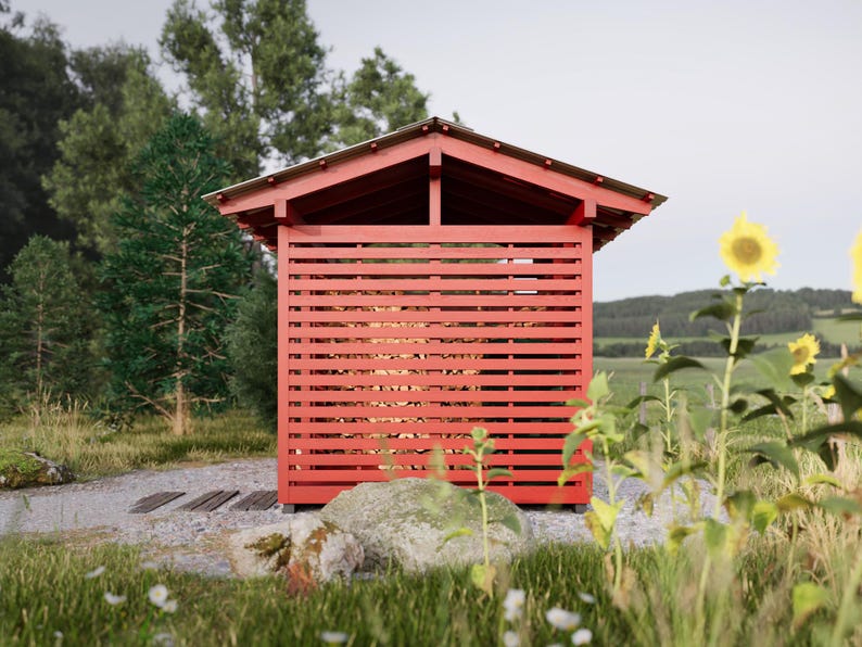 8X8 Nordic Firewood Shed DIY Build Plans PDF | 3 Cord - Etsy