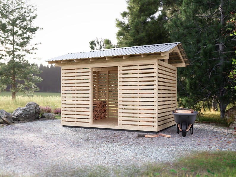 8X12 Nordic Firewood Shed DIY Build Plans PDF | 4 Cord - Etsy