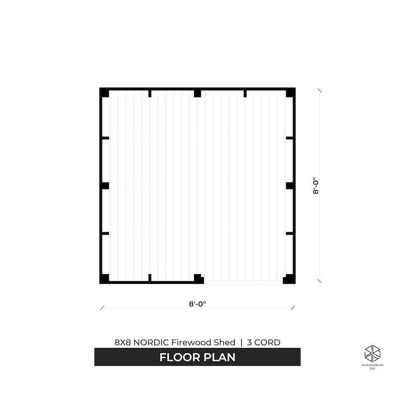 8X8 Nordic Firewood Shed DIY Build Plans PDF | 3 Cord - Etsy