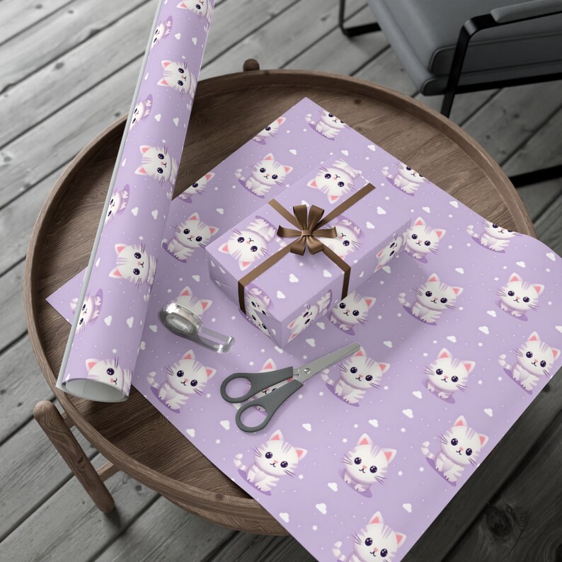 Cartoon Cat Wrapping Paper Christmas Gift Wrap Holiday - Etsy