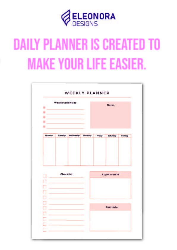 7 Day Planner Printable Daily Planner Weekly Planner Daily - Etsy