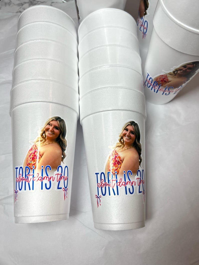 Custom Photo Foam Cups, Personalized Party Favor, 20oz - Etsy