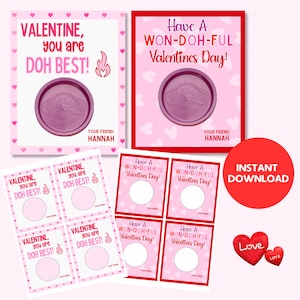Valentine’s Day Play Doh Cards | Printable Classroom Valentine Card ...
