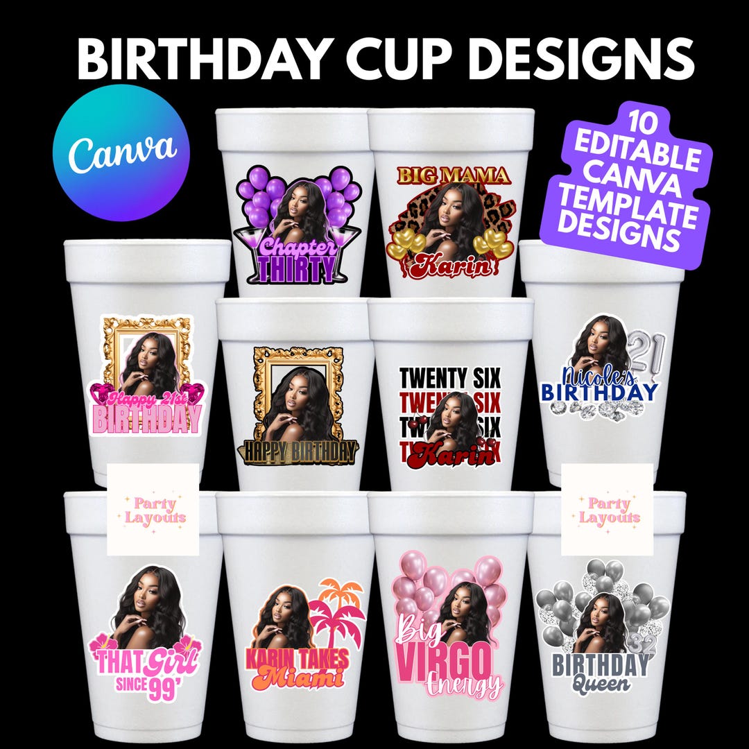 Editable Birthday Party PNG Templates: Cheetah Print, DIY Designs ...