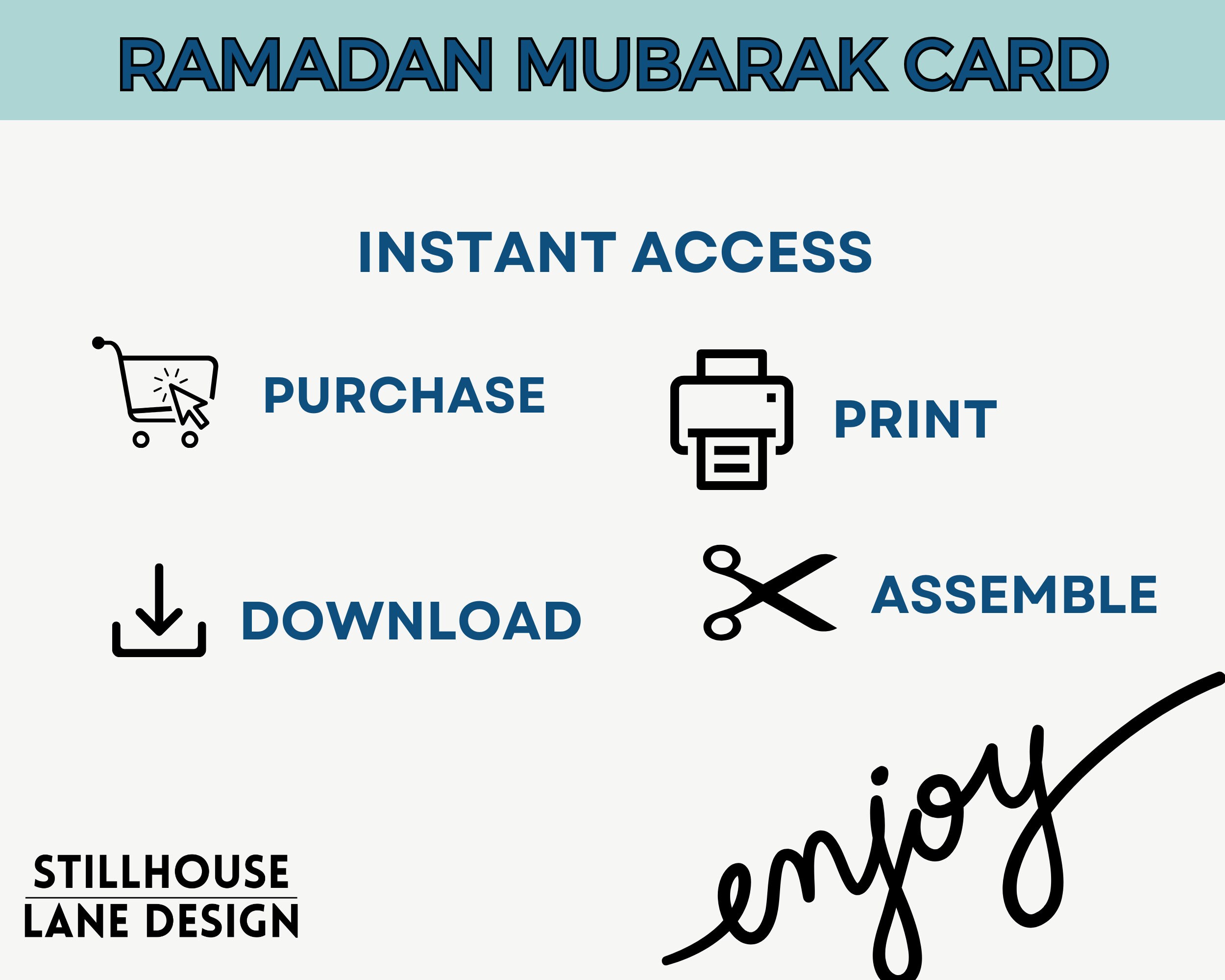 3 Printable Ramadan Mubarak Cards 3 Greeting Card Designs for Eid Iftar ...