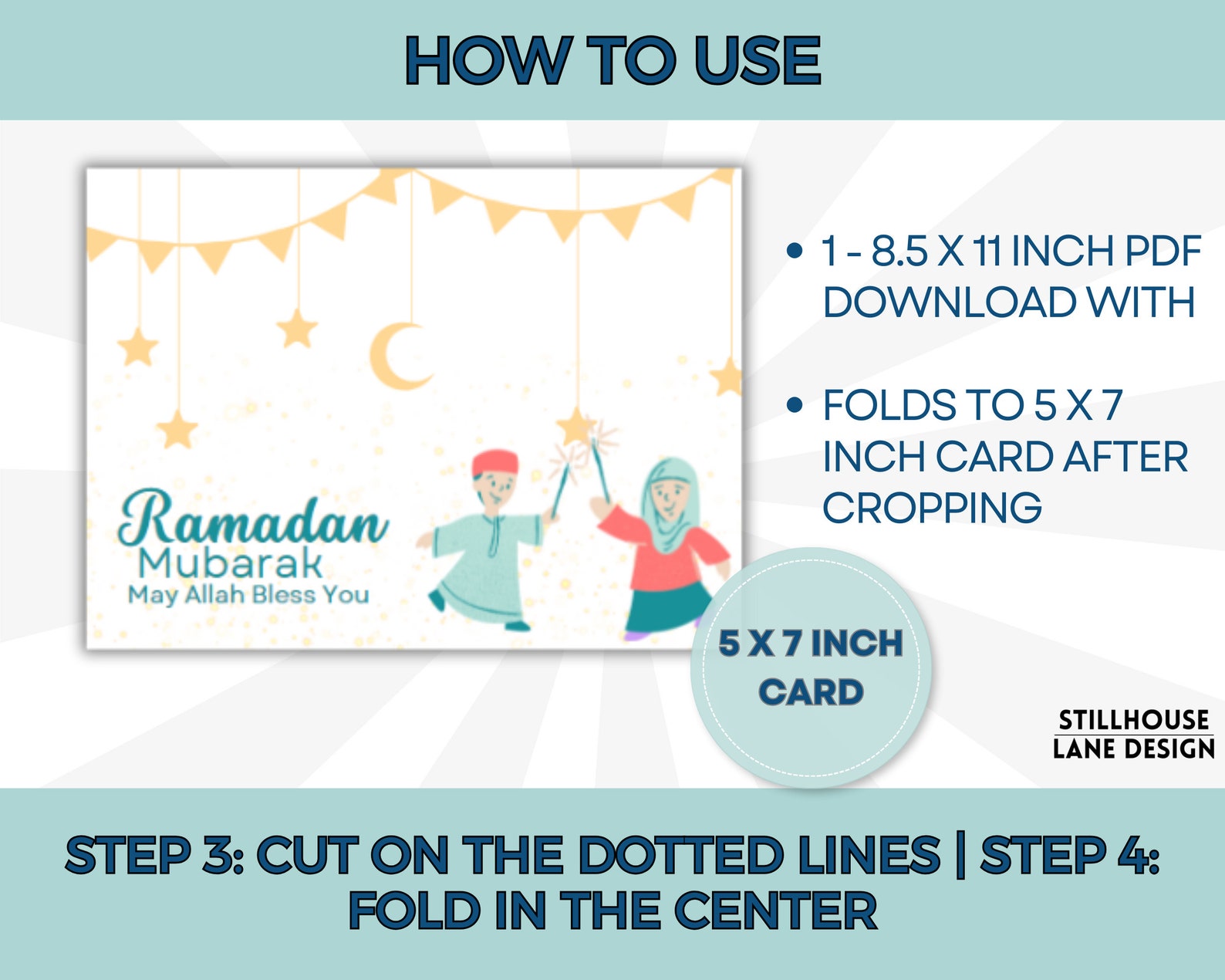 3 Printable Ramadan Mubarak Cards 3 Greeting Card Designs for Eid Iftar ...