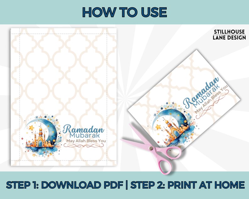 3 Printable Ramadan Mubarak Cards 3 Greeting Card Designs for Eid Iftar ...