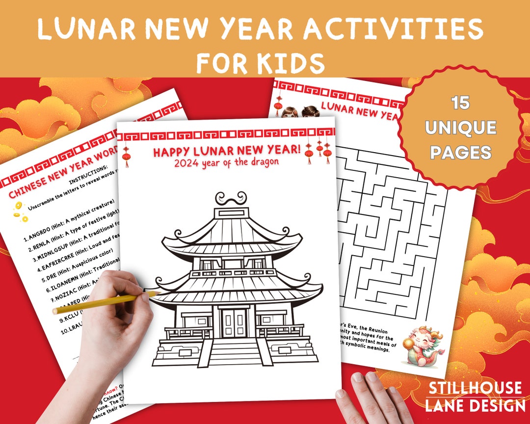 Paquete de actividades para niños del Año Nuevo Lunar y páginas para ...