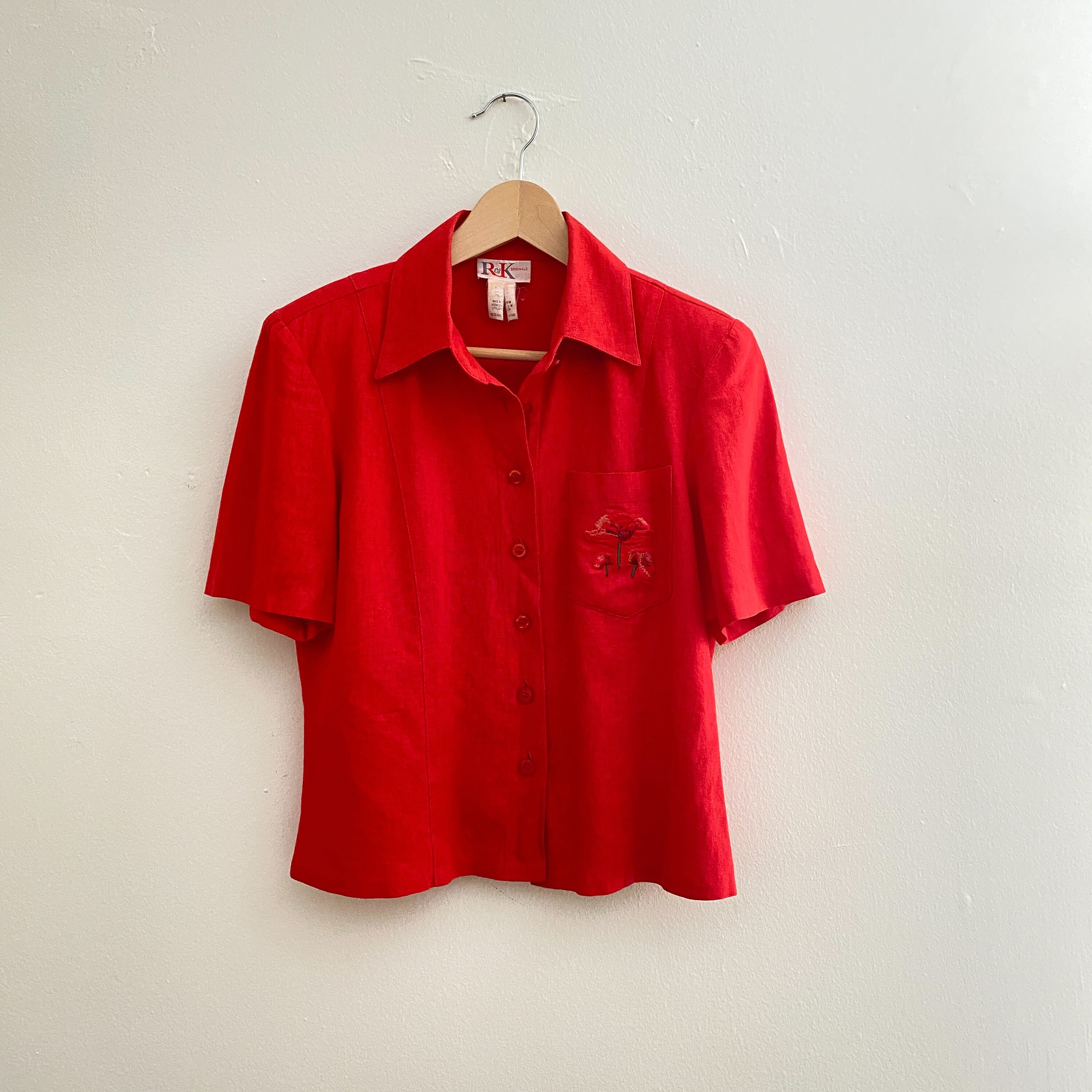 Vintage Red Poppies Embroidered Blouse - Etsy