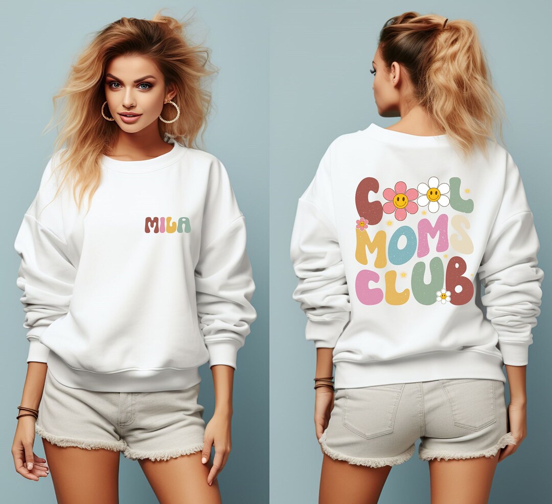 Cool Moms Club Sweatshirt Pullover Jumper Mom Gift for Birth Oversize ...