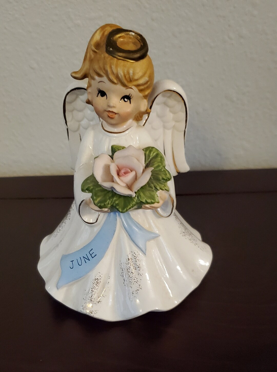 Vintage Lefton June Angel Musical Figurine Plays happy Birthday Made in ...