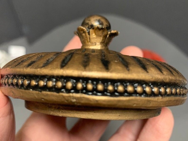 Wooden Round Trinket Box With Lid. Made in China. Deep Red With Gold ...