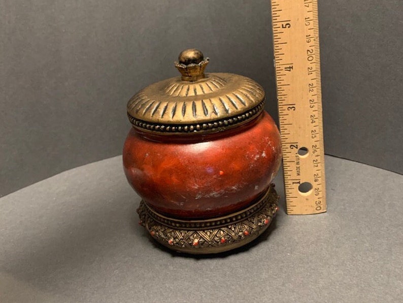 Wooden Round Trinket Box With Lid. Made in China. Deep Red With Gold ...