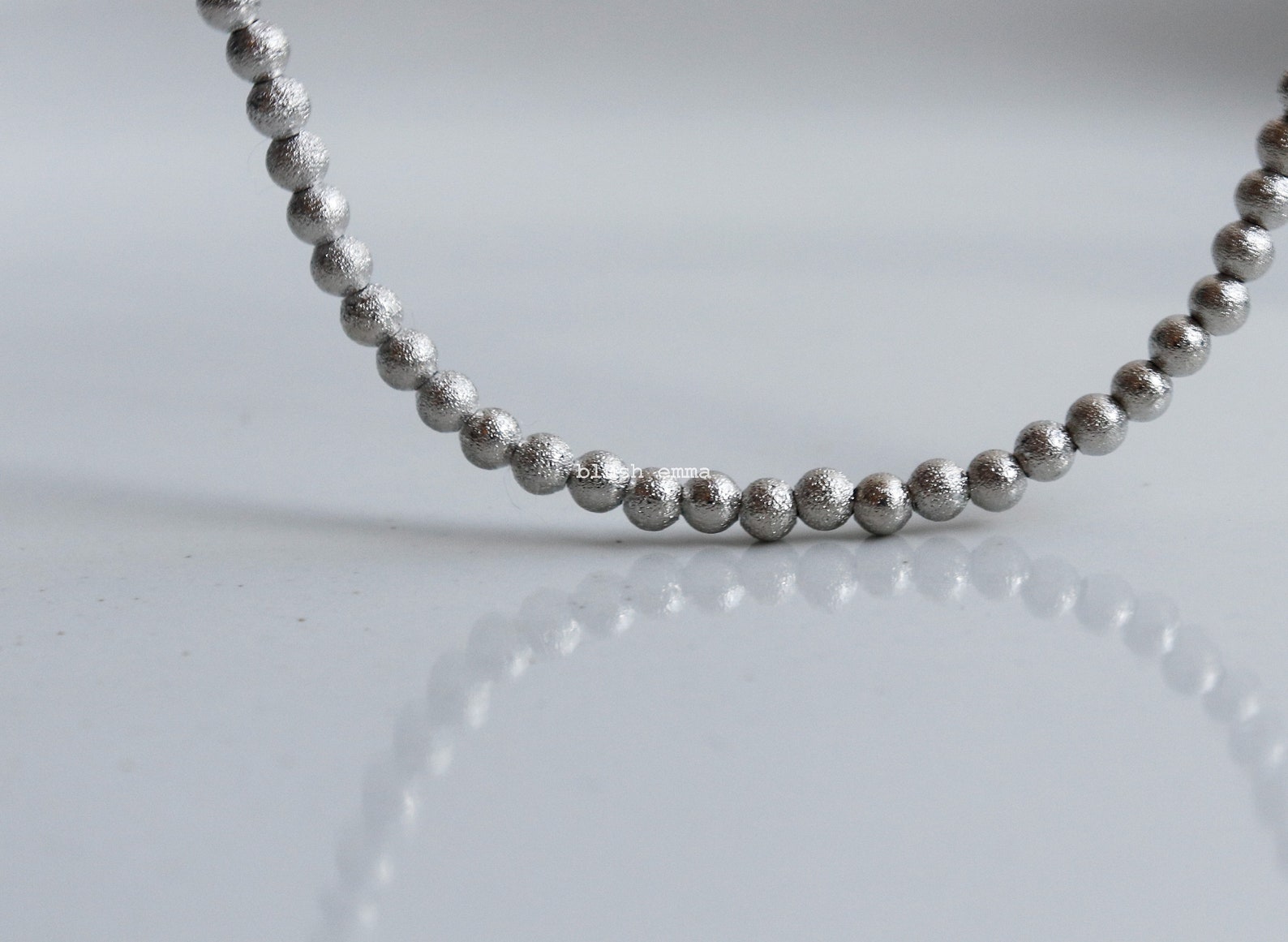 Textured Silver Ball Chain Necklace | Beaded Matte Chrome | Bead Boho ...