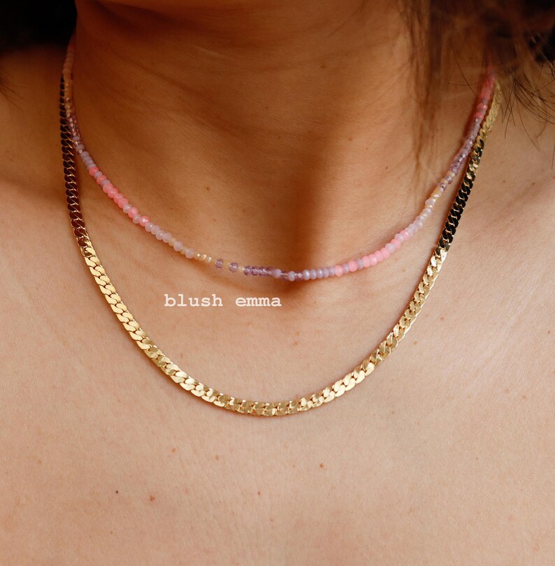 Bright Pink Lilac Ombre Small Mixed Gem 1.5mm Full Beaded Necklace ...