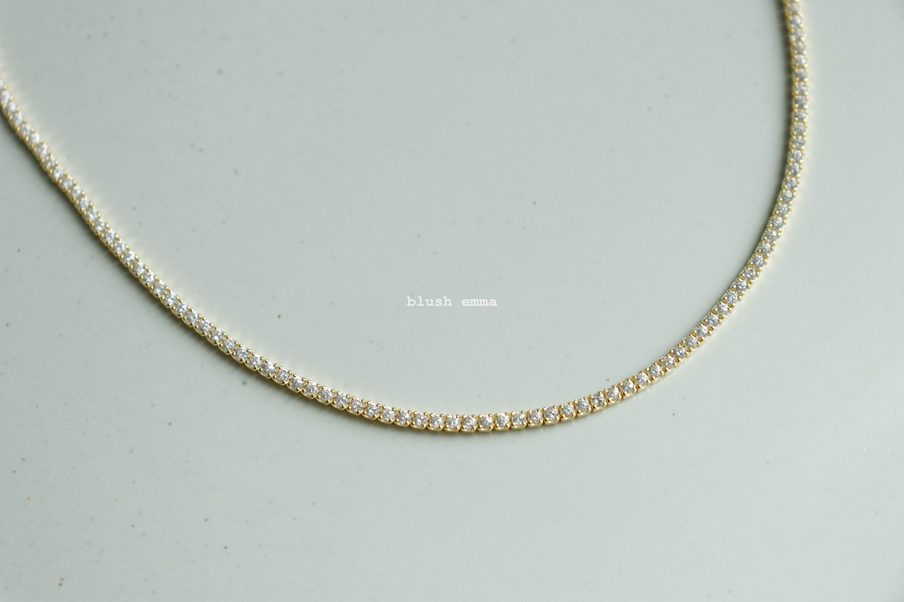 Colorful Tiny Crystal Pave Rainbow Tennis Necklace Sterling Silver ...