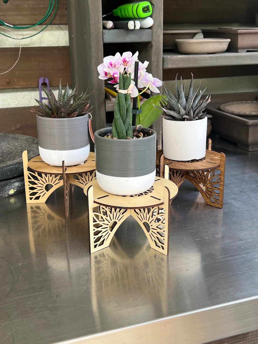 Indoor Desktop Plant Stand, Sunflower Design Plant Stand, Plant Stand ...