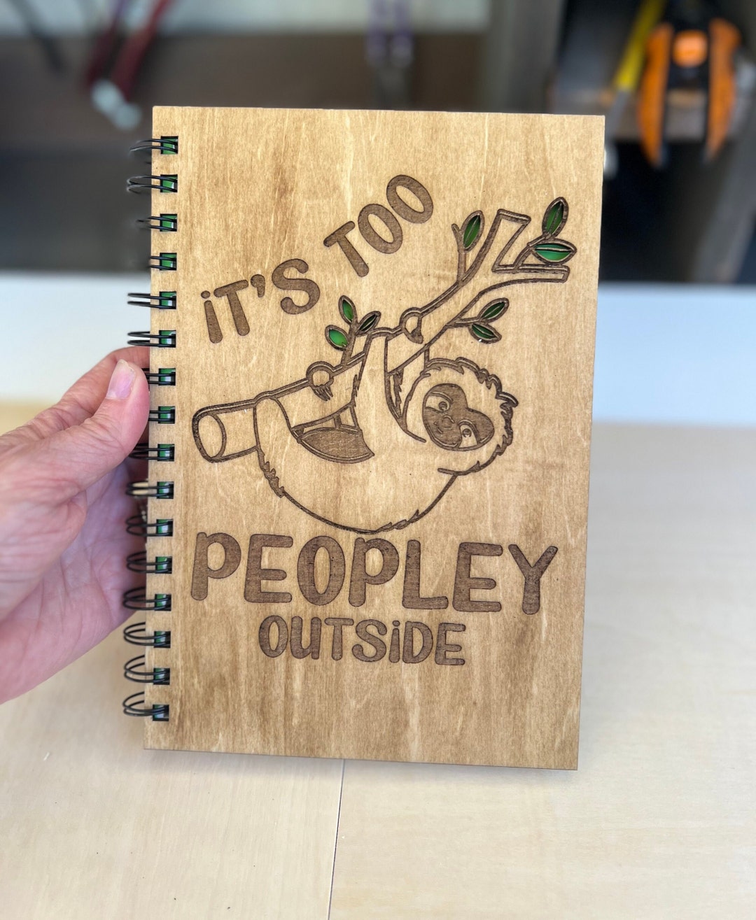 Wood Cover Sloth Daily Journal, Daily Diary, Sloth Journal, Writing ...