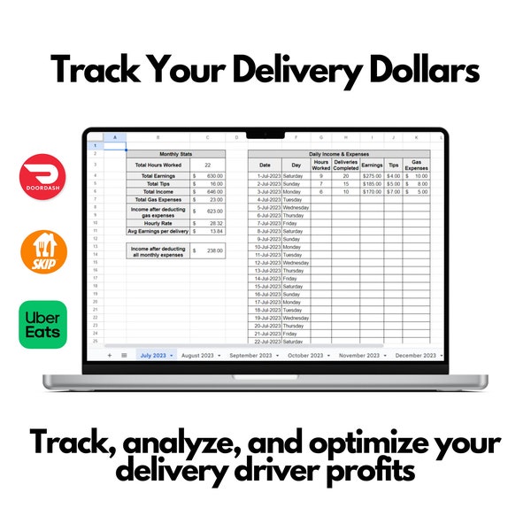 Delivery Driver Tracker Excel - Etsy