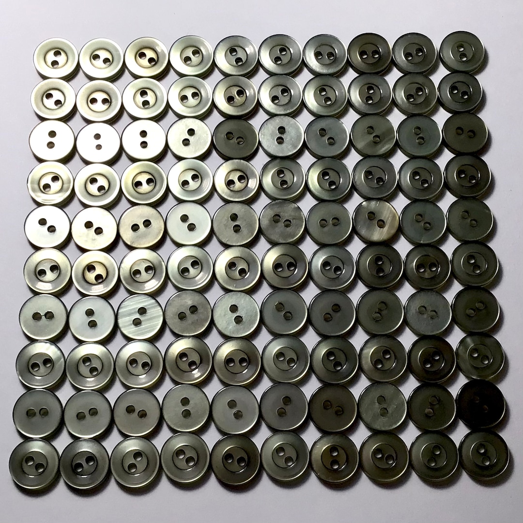 100 Smokey Gray Buttons - Iridescent Gray 2 Hole Plastic Buttons ...
