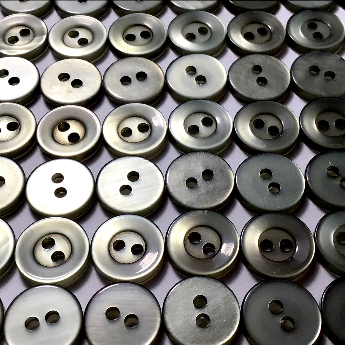 100 Smokey Gray Buttons - Iridescent Gray 2 Hole Plastic Buttons ...