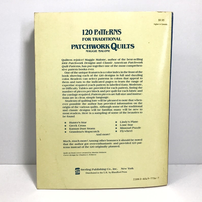 120 Patterns for Traditional Patchwork Quilts - Maggie Malone - Vintage ...