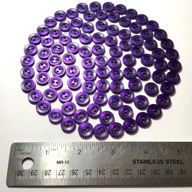 100 Violet Buttons - Iridescent Dark Purple 2 Hole Plastic Buttons ...