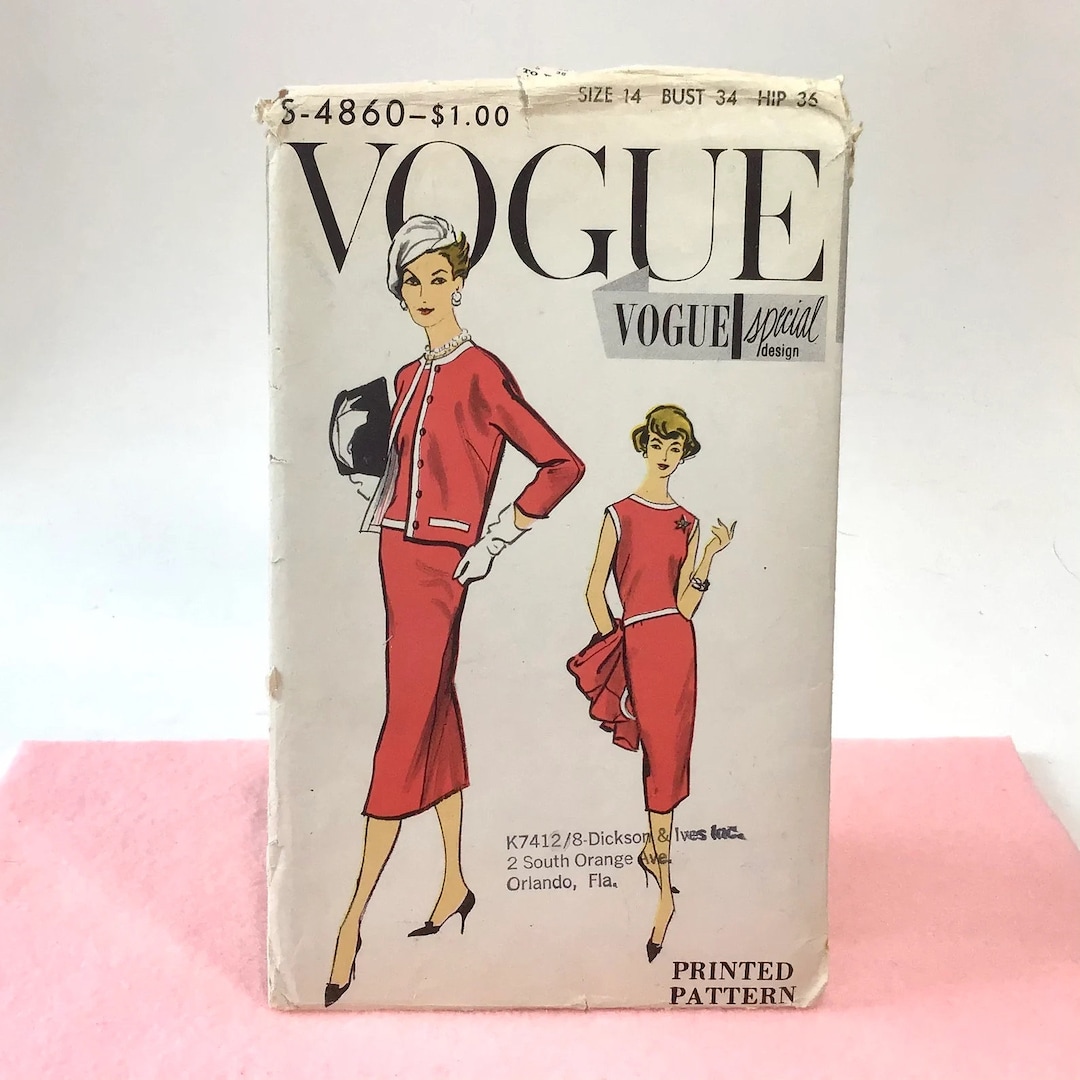 1958 Vogue Special Design S-4680 Two-piece Dress & Jacket Sewing ...