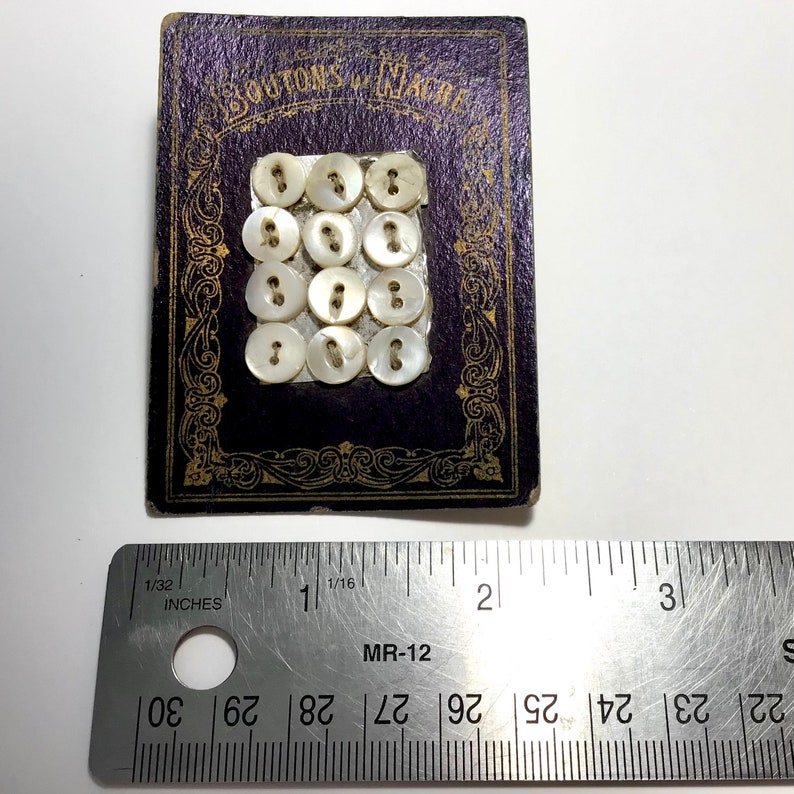 12 Antique French Boutons De Nacre/mother of Pearl Buttons on Original ...