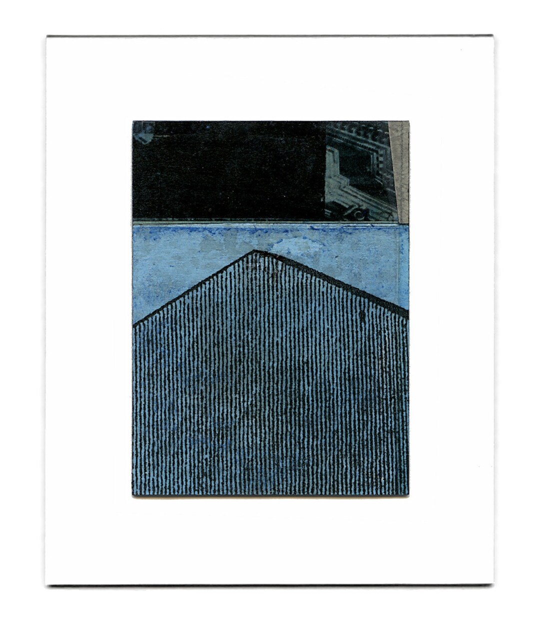 Barnside Original Framed Collage, Architectural Composition, Blue Mixed ...