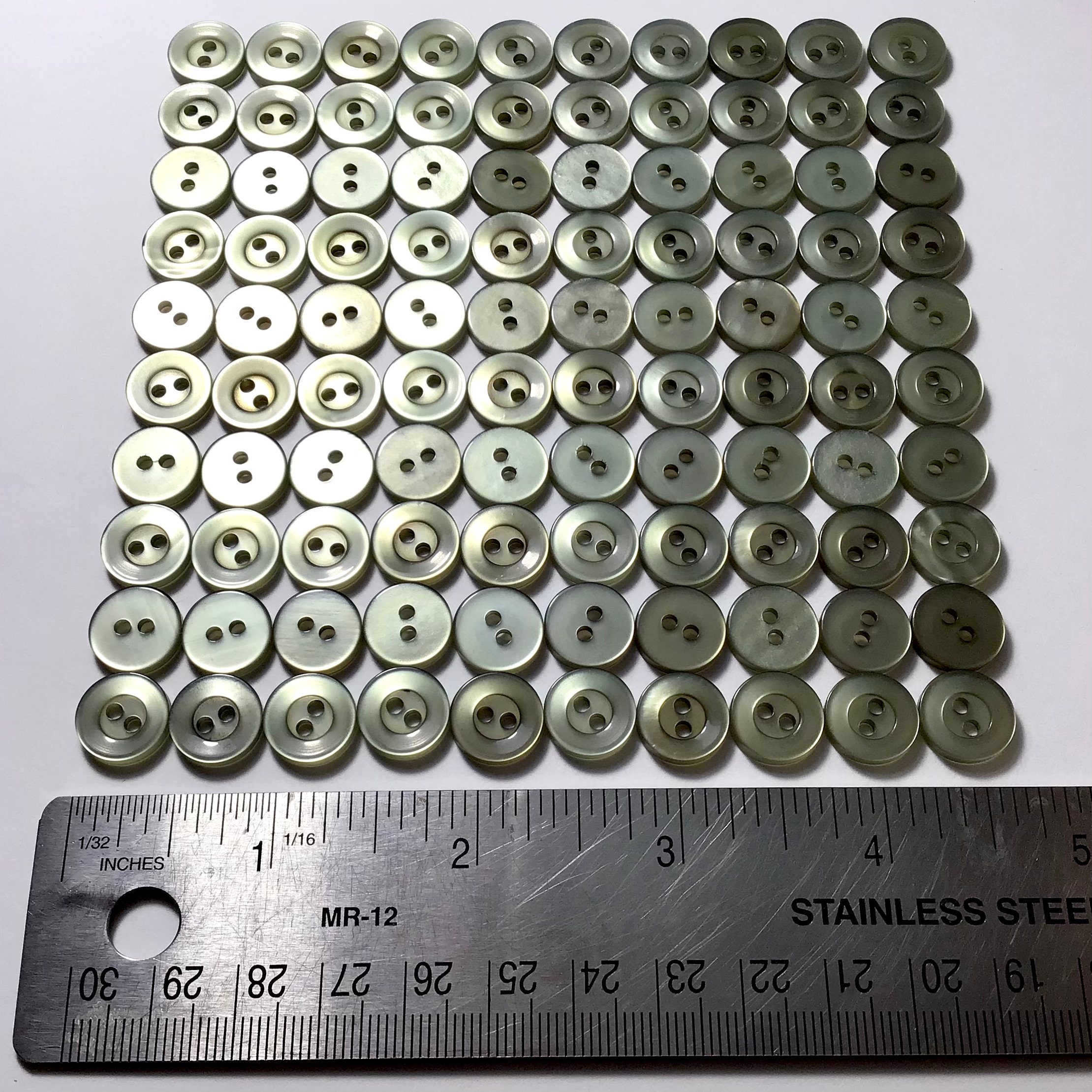 100 Smokey Gray Buttons - Iridescent Gray 2 Hole Plastic Buttons ...