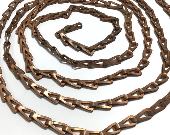 Vintage Copper Plated Chain, Six Feet+ Industrial Chain W/ Triangular ...