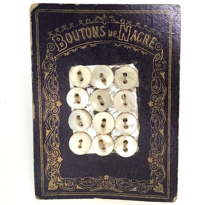 12 Antique French Boutons De Nacre/mother of Pearl Buttons on Original ...