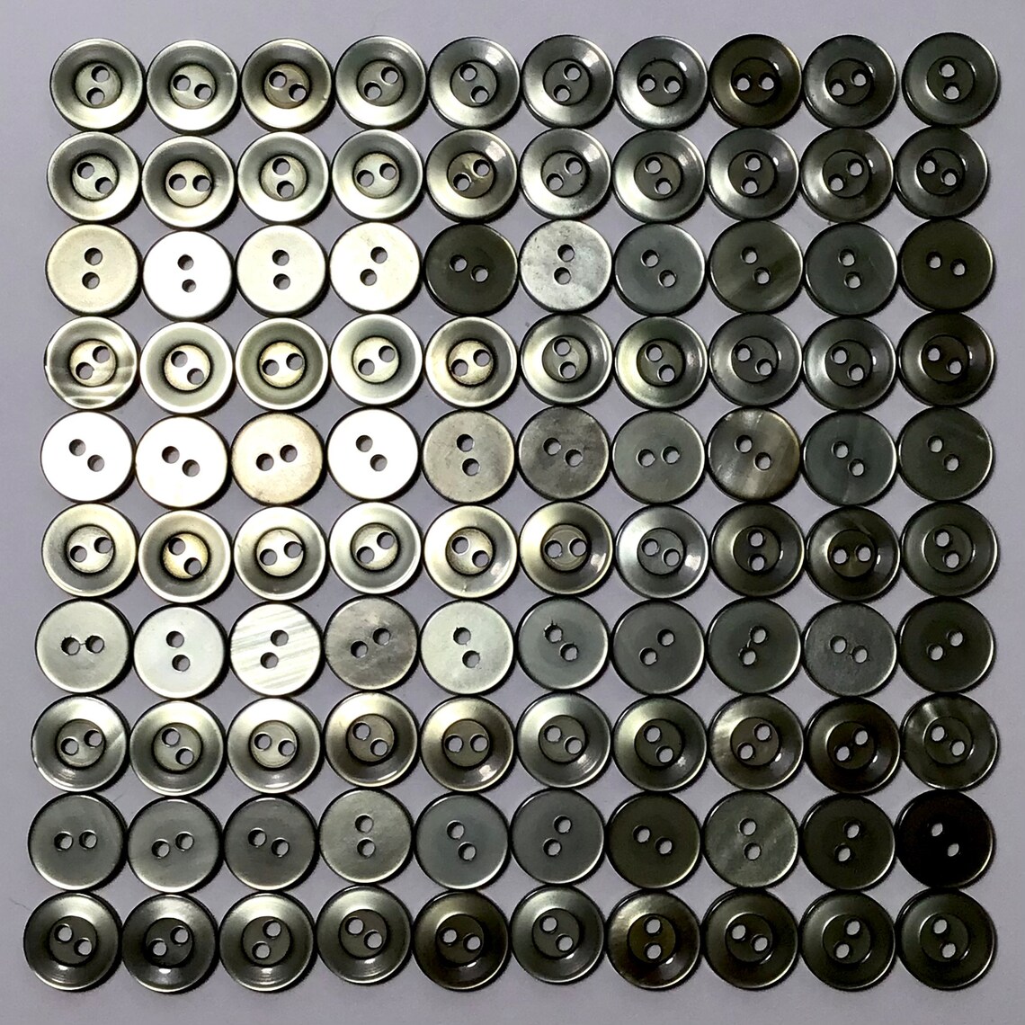 100 Smokey Gray Buttons - Iridescent Gray 2 Hole Plastic Buttons ...