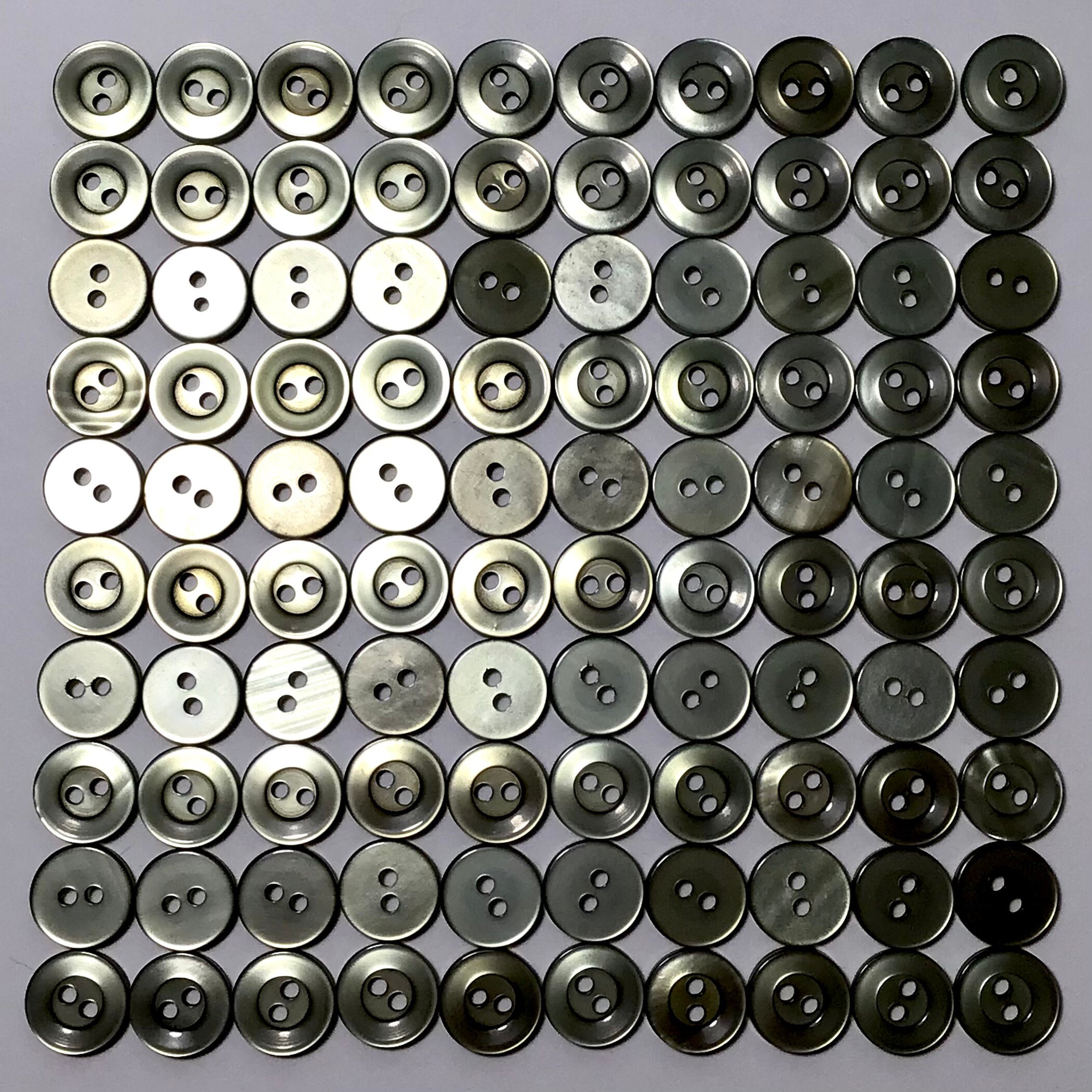 100 Smokey Gray Buttons - Iridescent Gray 2 Hole Plastic Buttons ...