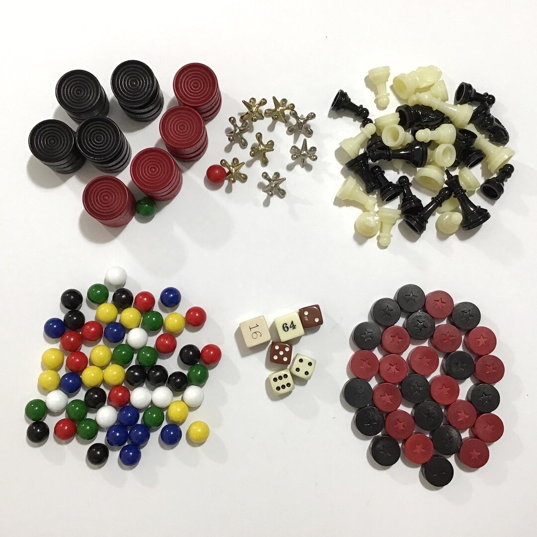 Vintage Game Board Pieces in Assorted Colors Shapes & Sizes - Chess ...