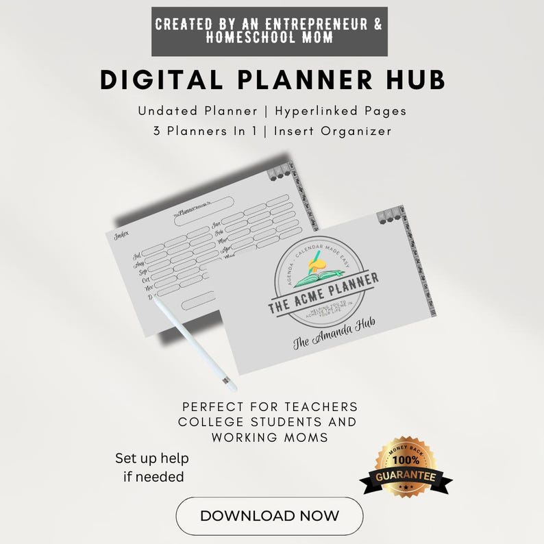 Teacher Student Digital Planner Hub Online College Student Planner ...