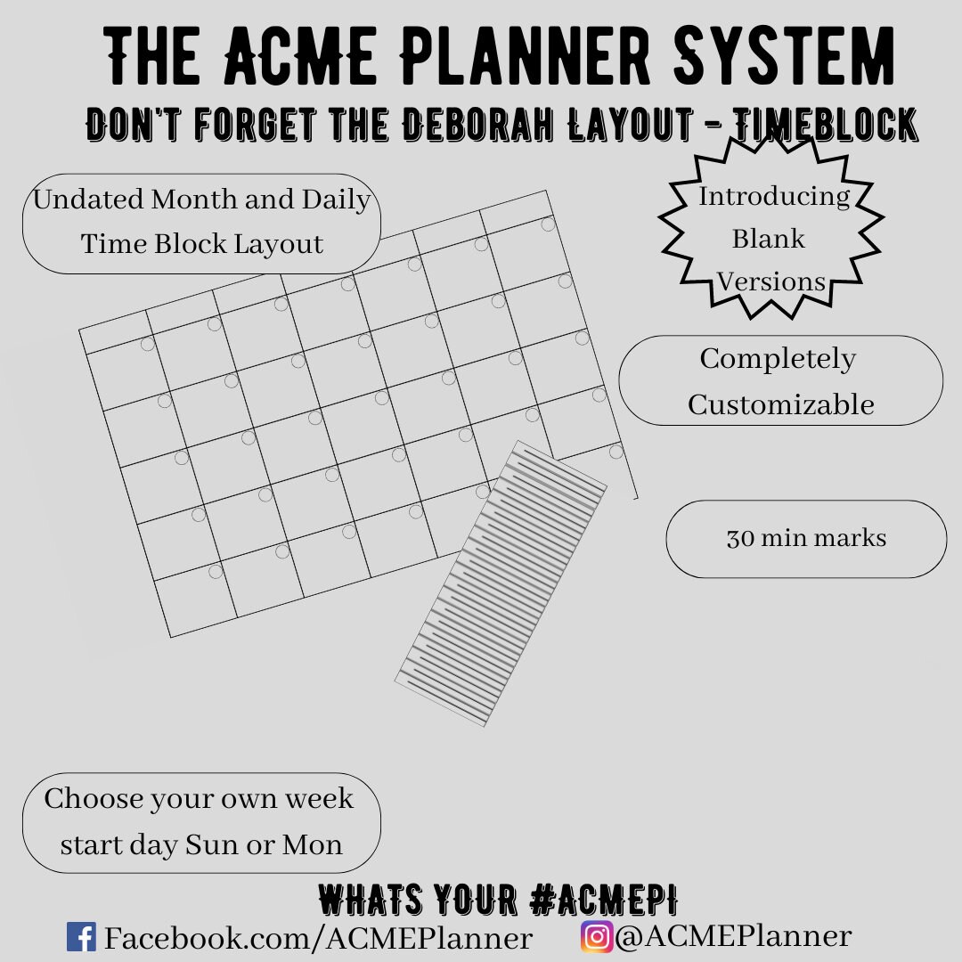 The Deborah Daily Hour Timeblock Layout Blank- Undated Digital Planner ...