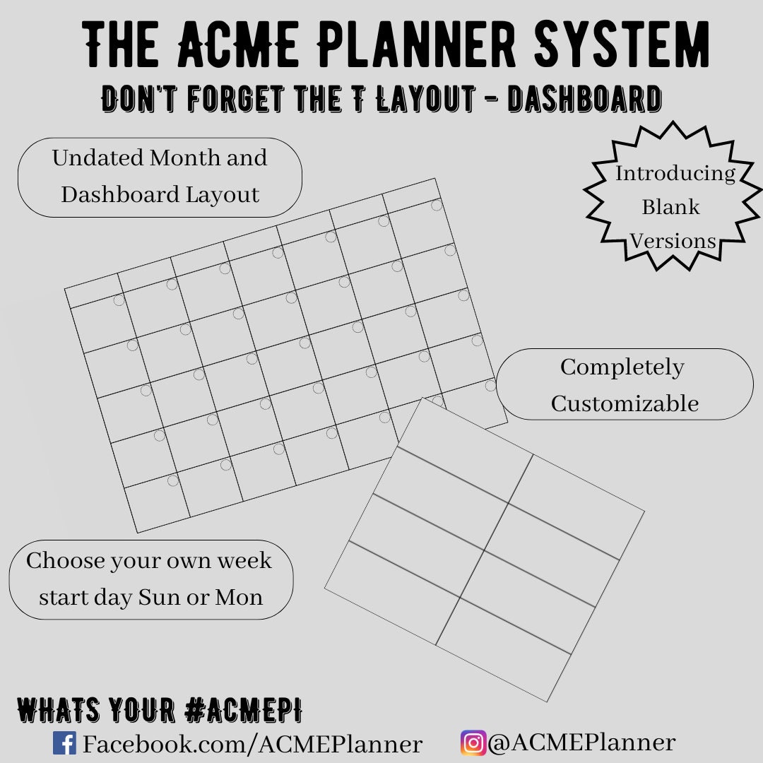 The T Hub Blank Version the ACME Planner System Agenda-calendar Digital ...