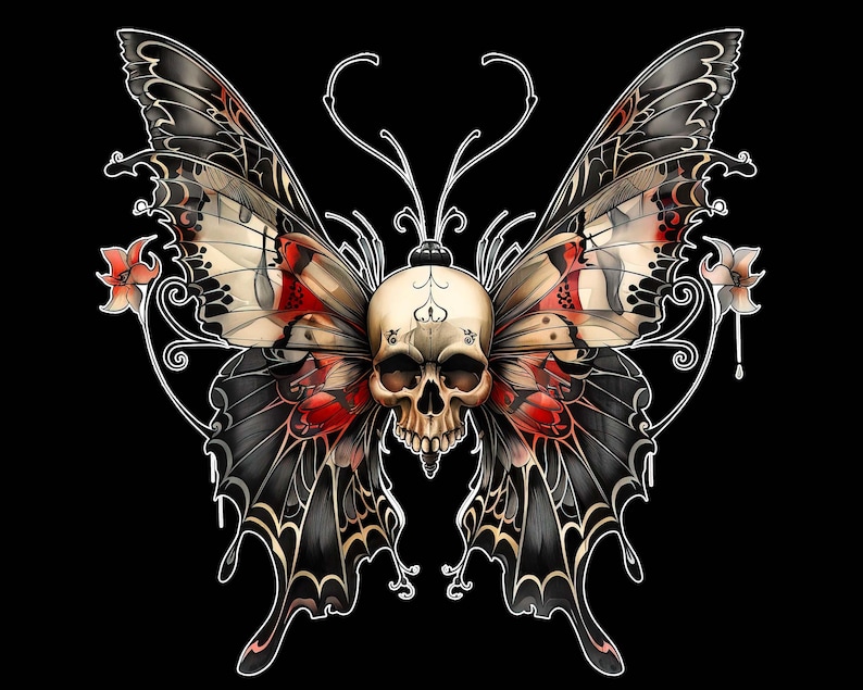 Gothic Butterfly PNG #3 | Monarch Butterfly Tattoo PNG | Skull Png ...
