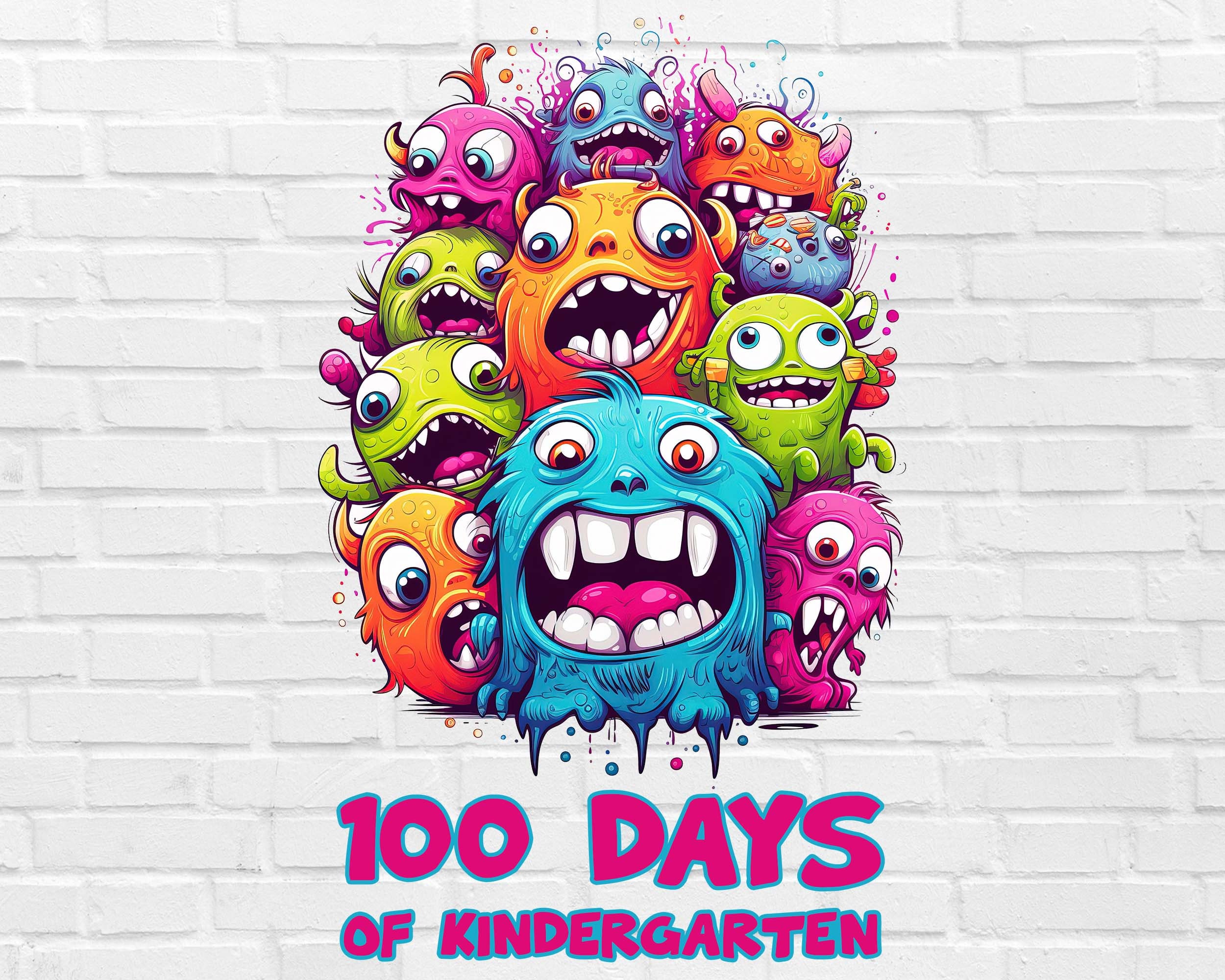 100 Days of Kindergarten PNG Monsters | 100 Days of School PNG | 100 ...