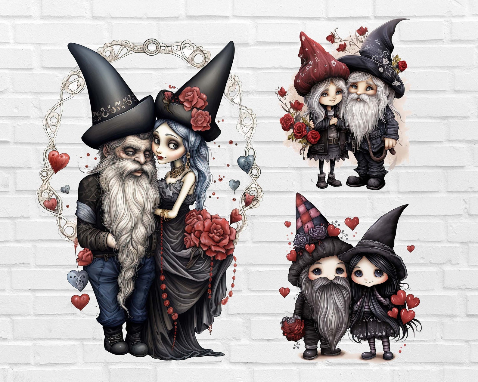 Gothic Valentine Gnomes PNG | Gothic Valentine's Day Gnomes PNG ...